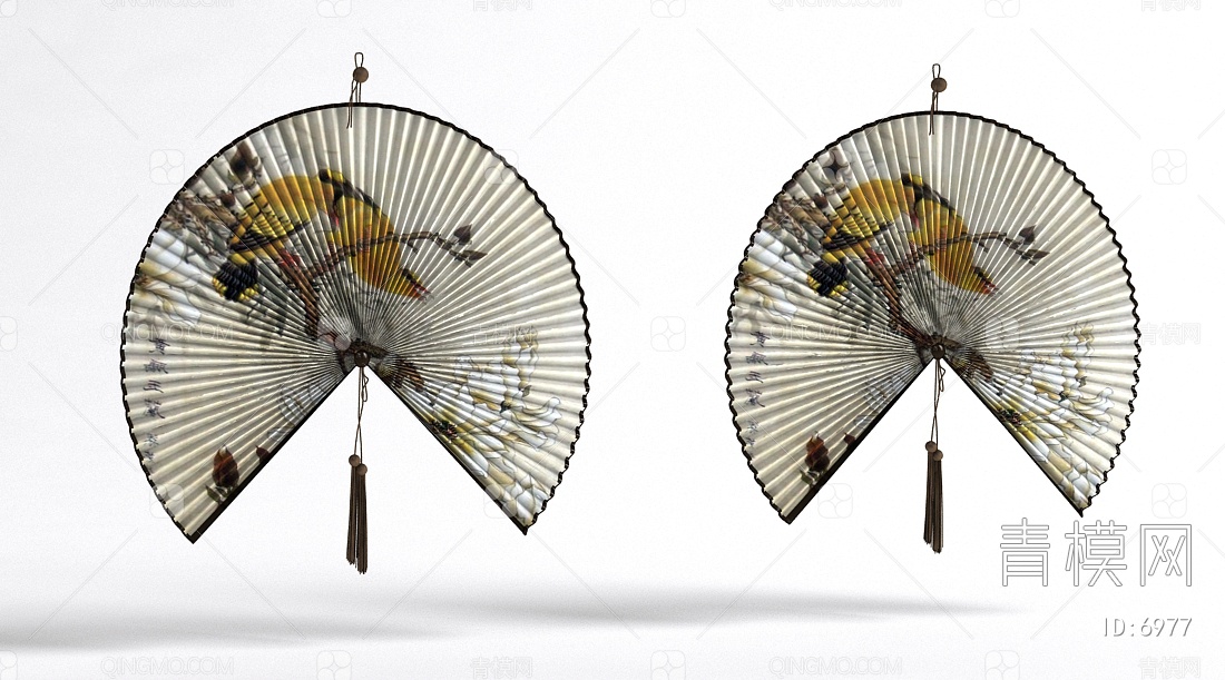 【扇子壁挂3D模型】-VR无灯光有贴图MAX2012扇子壁挂3d模型下载-ID6977-免费3Dmax模型库 - 青模3d模型网