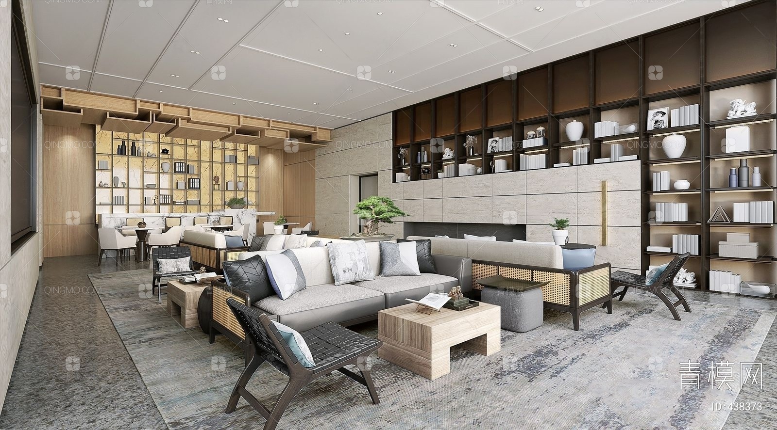 【矩阵纵横 售楼处接待区3D模型】-VR新中式有灯光有贴图MAX2013矩阵纵横 售楼处接待区3d模型下载-ID438373-免费3Dmax ...