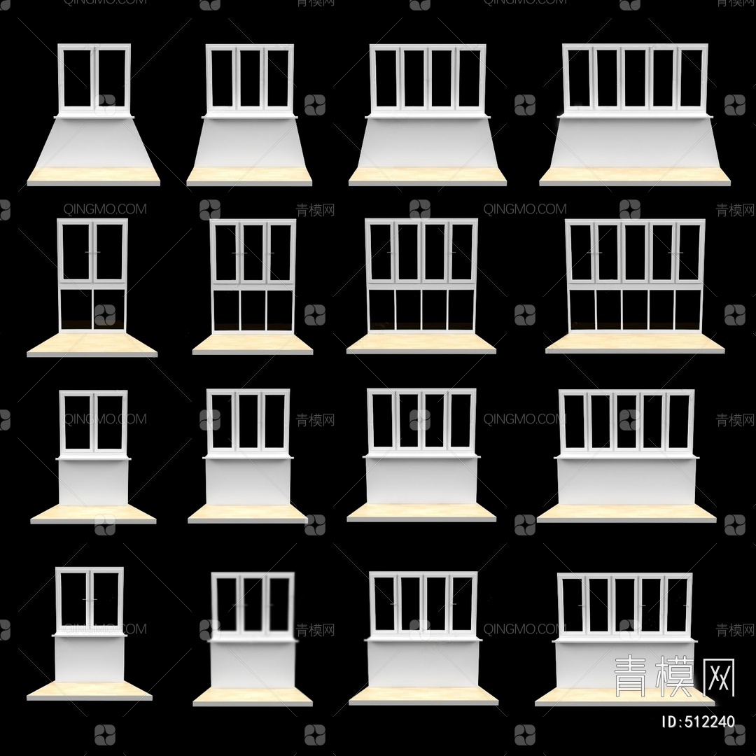 【铝合金窗户窗台组合3D模型】-现代VR有灯光有贴图MAX2014铝合金窗户窗台组合3d模型下载-ID512240-免费3Dmax模型库 ...