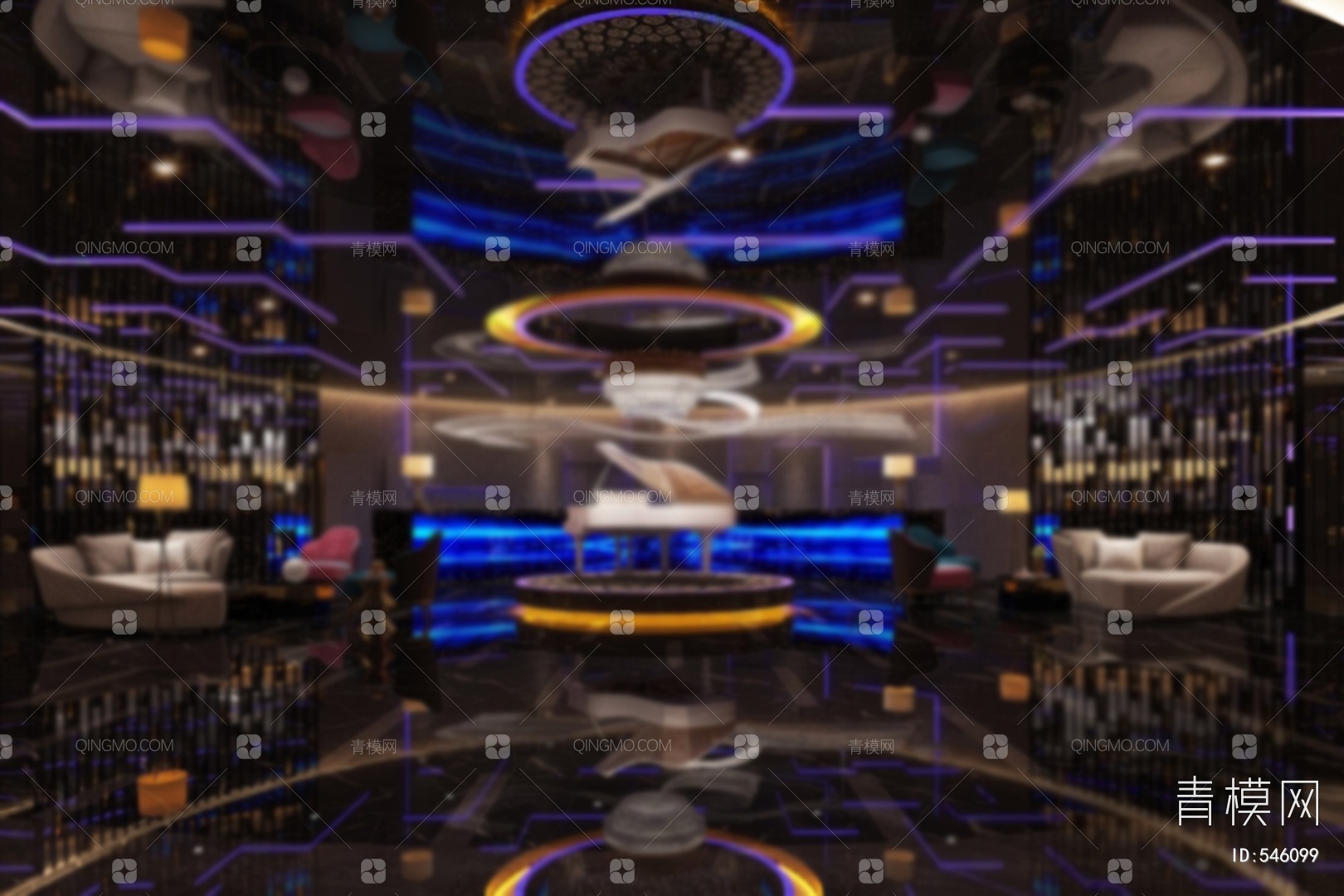 【KTV大厅3D模型】-现代VR有灯光有贴图MAX2016KTV大厅3d模型下载-ID546099-免费3Dmax模型库 - 青模3d模型网