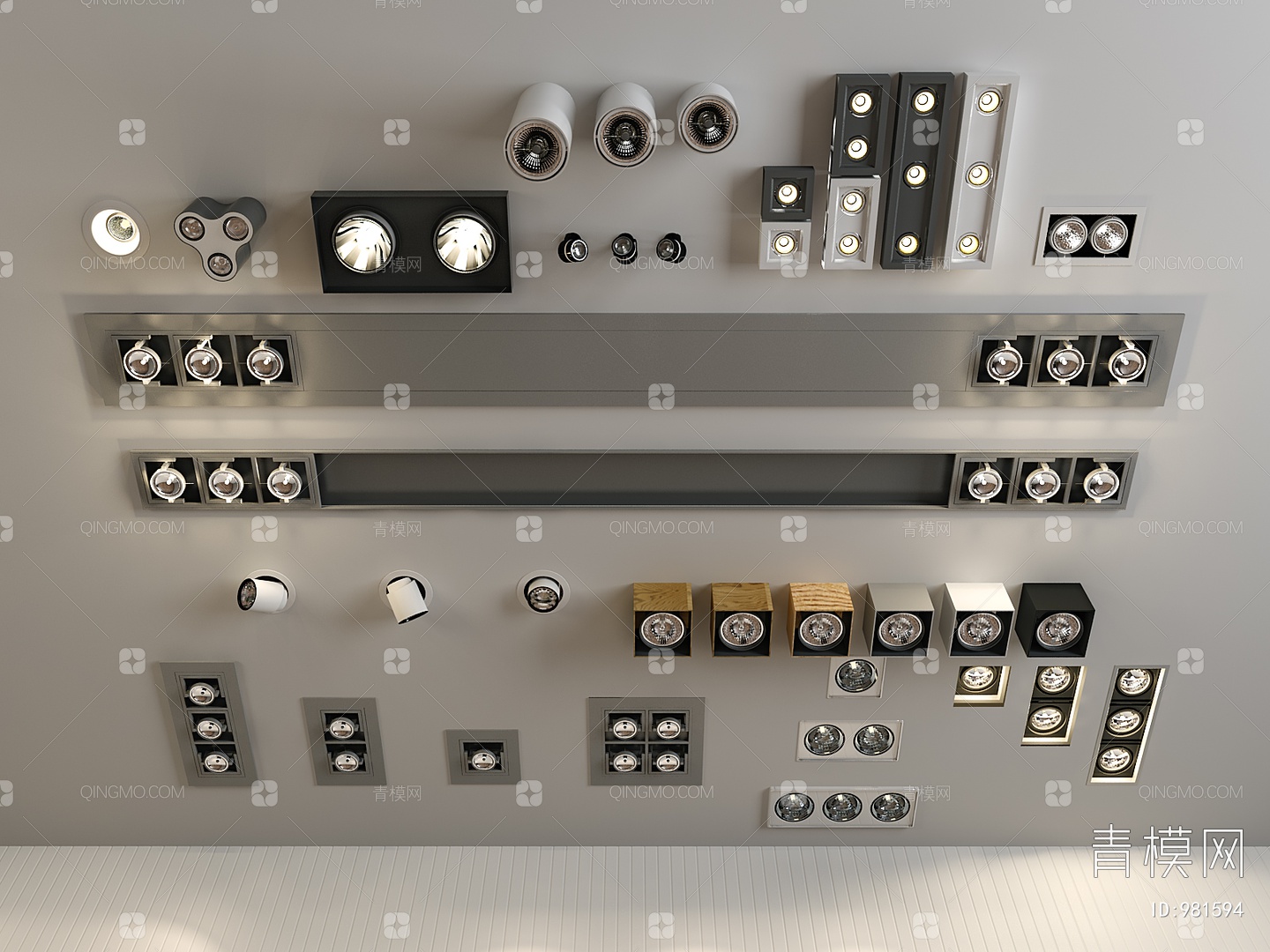 【筒灯3D模型】-现代VR有灯光有贴图MAX2016筒灯3d模型下载-ID981594-免费3Dmax模型库 - 青模3d模型网