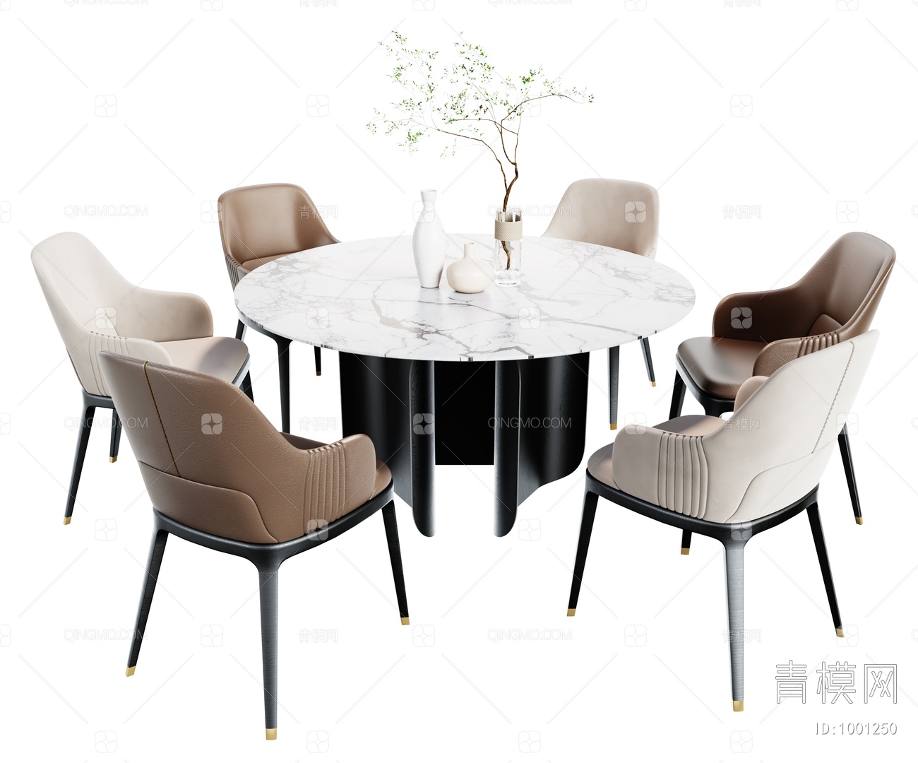 【餐桌椅3D模型】-现代VR无灯光有贴图MAX2016餐桌椅3d模型下载-ID1001250-免费3Dmax模型库 - 青模3d模型网