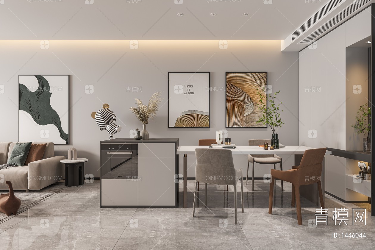 【客餐厅3D模型】-现代CR有灯光有贴图MAX2016客餐厅3d模型下载-ID1446044-免费3Dmax模型库 - 青模3d模型网