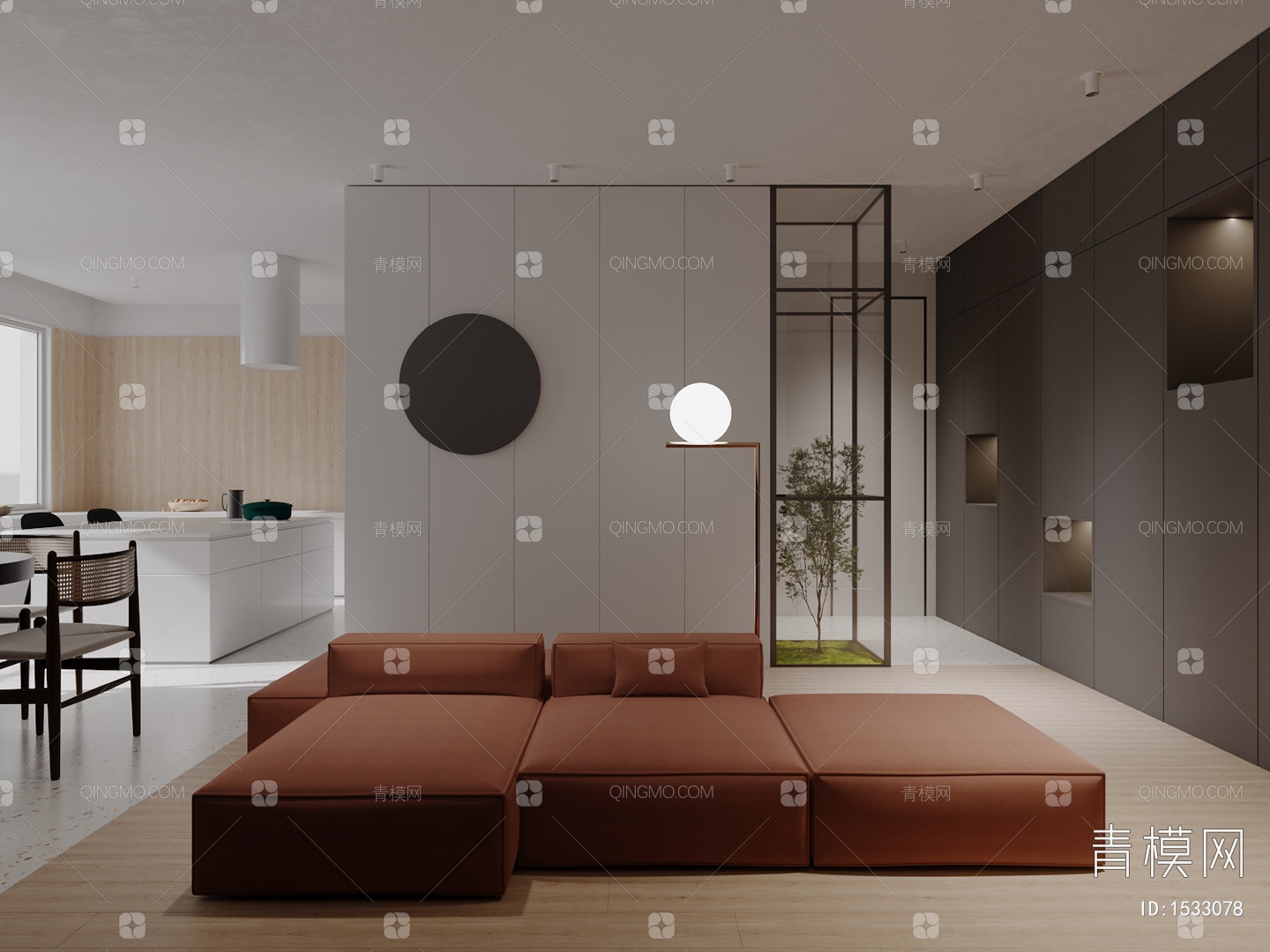 【客厅3D模型】-现代CR有灯光有贴图MAX2016客厅3d模型下载-ID1533078-免费3Dmax模型库 - 青模3d模型网