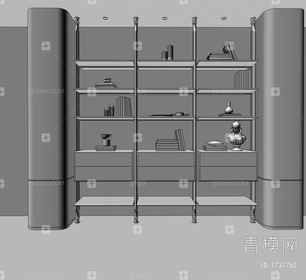 【书架 书柜 装饰架 展示架3D模型】-现代VR有灯光有贴图MAX2016书架 书柜 装饰架 展示架3d模型下载-ID1731762-免费 ...