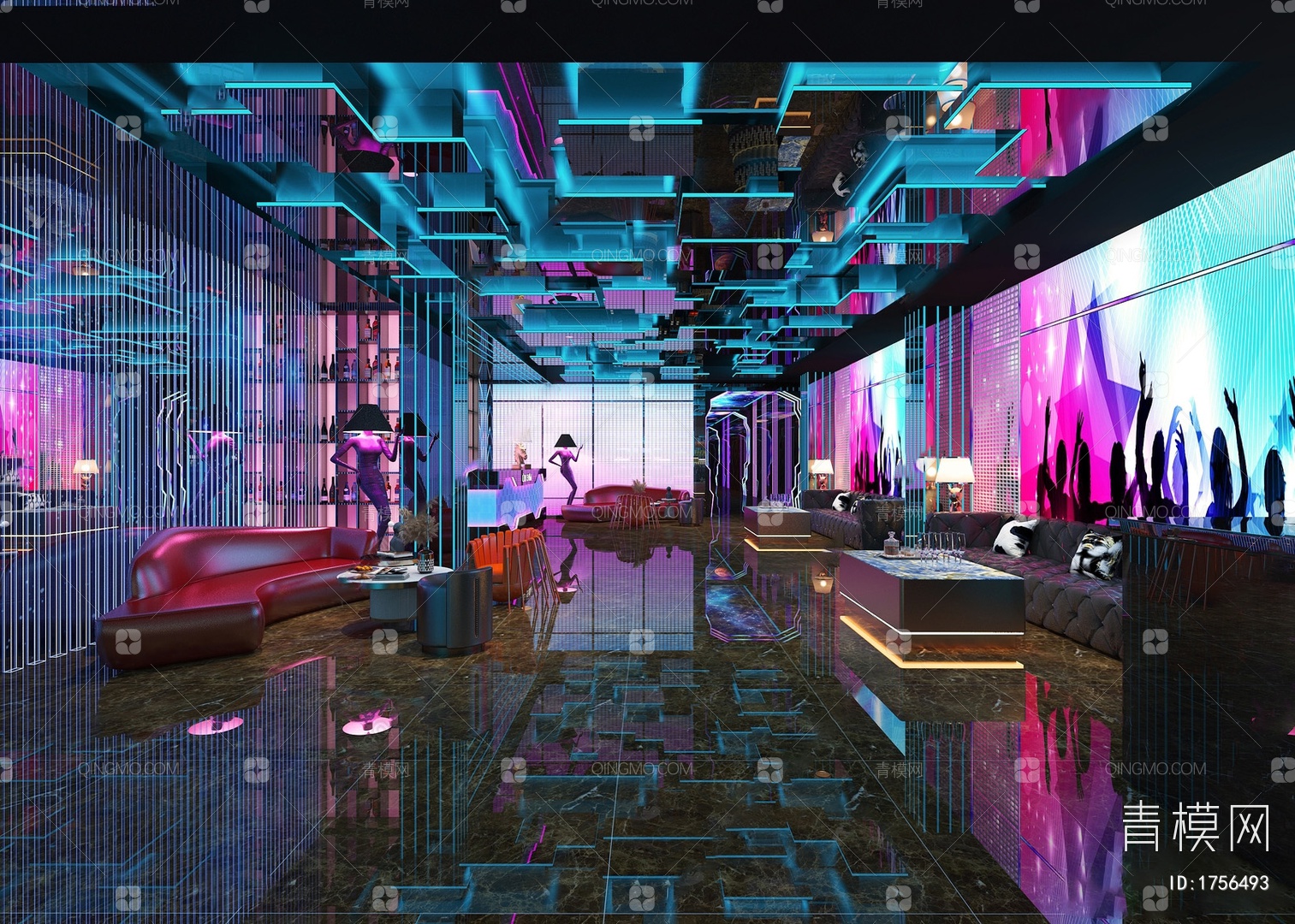 【KTV前台3D模型】-现代VR有灯光有贴图MAX2016KTV前台3d模型下载-ID1756493-免费3Dmax模型库 - 青模3d模型网