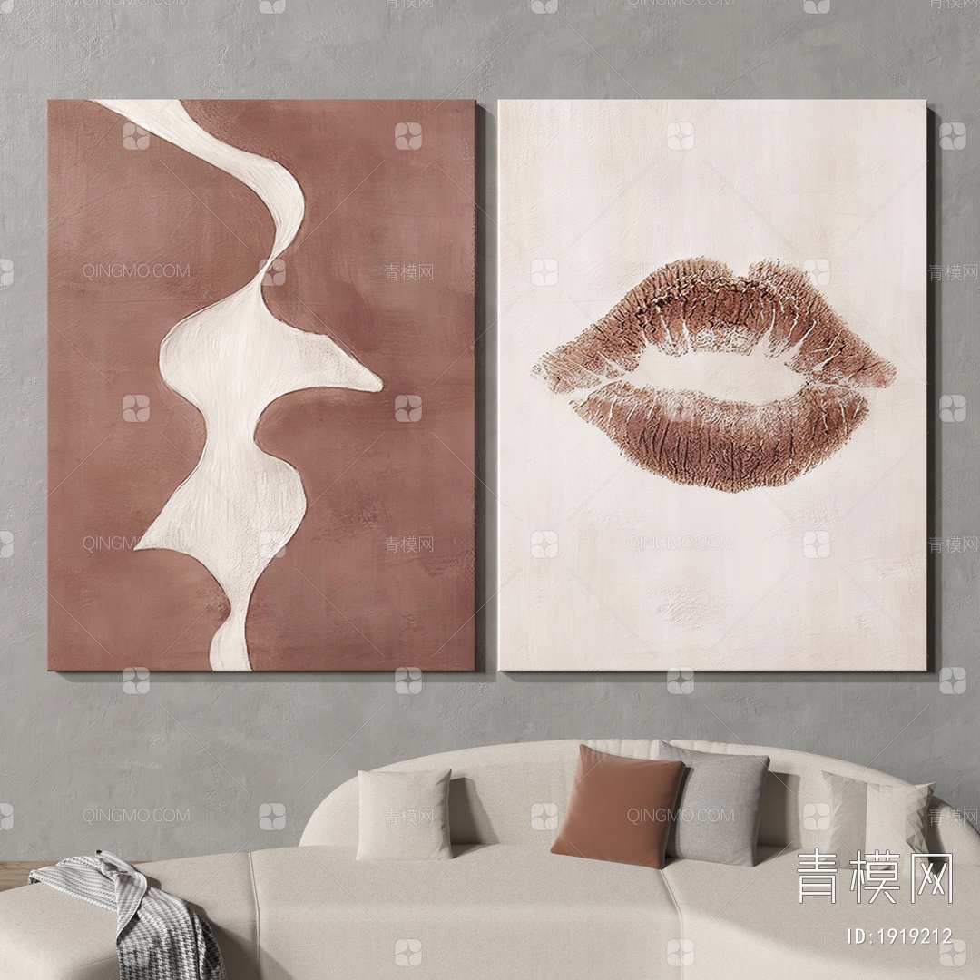 【抽象装饰画3D模型】-现代VR无灯光有贴图MAX2016抽象装饰画3d模型下载-ID1919212-免费3Dmax模型库 - 青模3d模型网