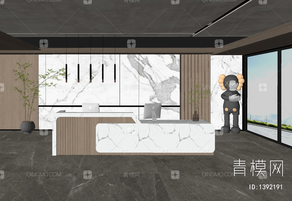 【办公室前台 接待台SU模型】-现代SU8.0Vray有办公室前台 接待台SU模型下载-ID1392191-免费SU模型库 - 青模SU模型网