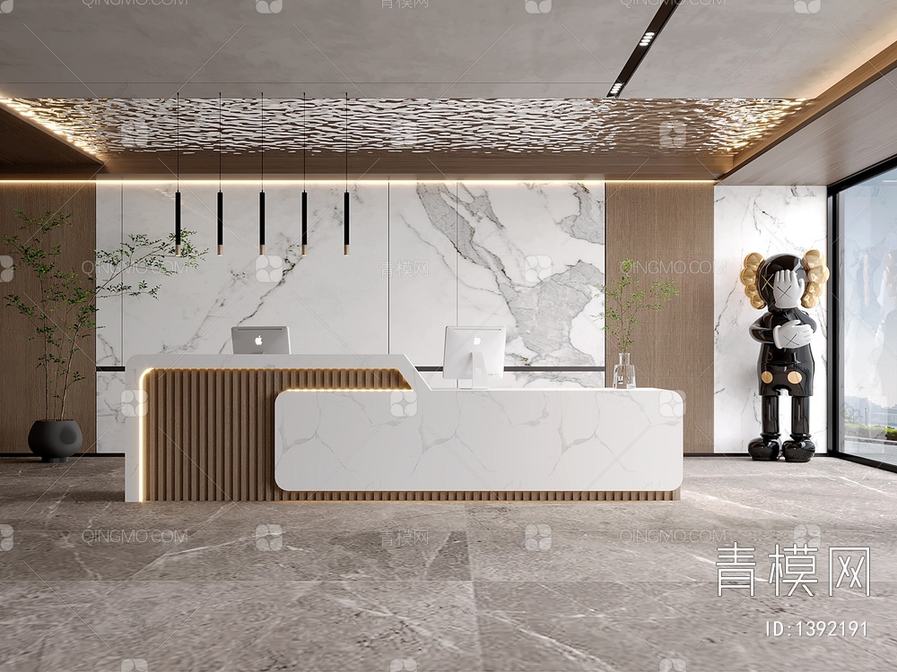 【办公室前台 接待台SU模型】-现代SU8.0Vray有办公室前台 接待台SU模型下载-ID1392191-免费SU模型库 - 青模SU模型网