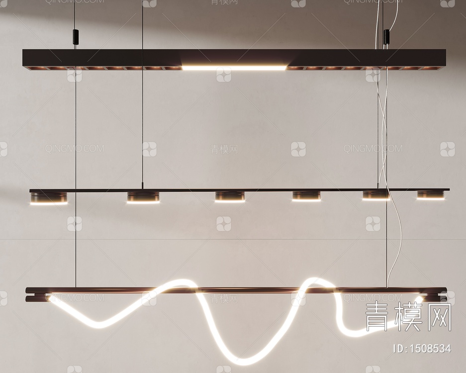 【吊灯3D模型】-现代VR有灯光有贴图MAX2016吊灯3d模型下载-ID1508534-免费3Dmax模型库 - 青模3d模型网